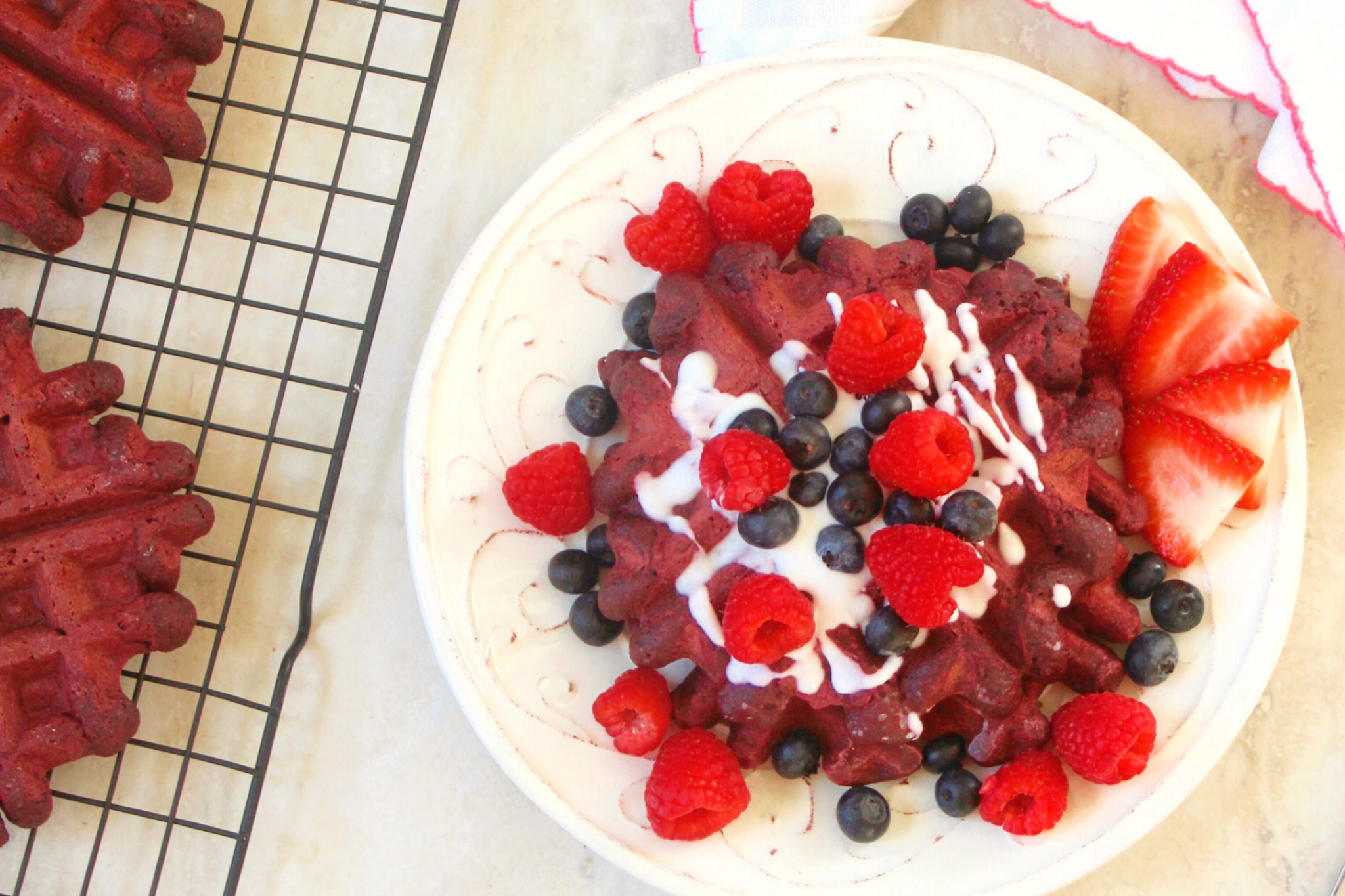 Red Velvet Waffles- The Peachee Pear